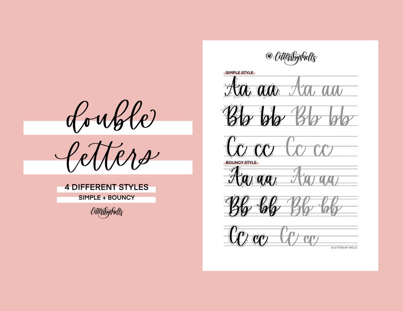 Lettering Practice Double Letters Practice Sheets | Etsy