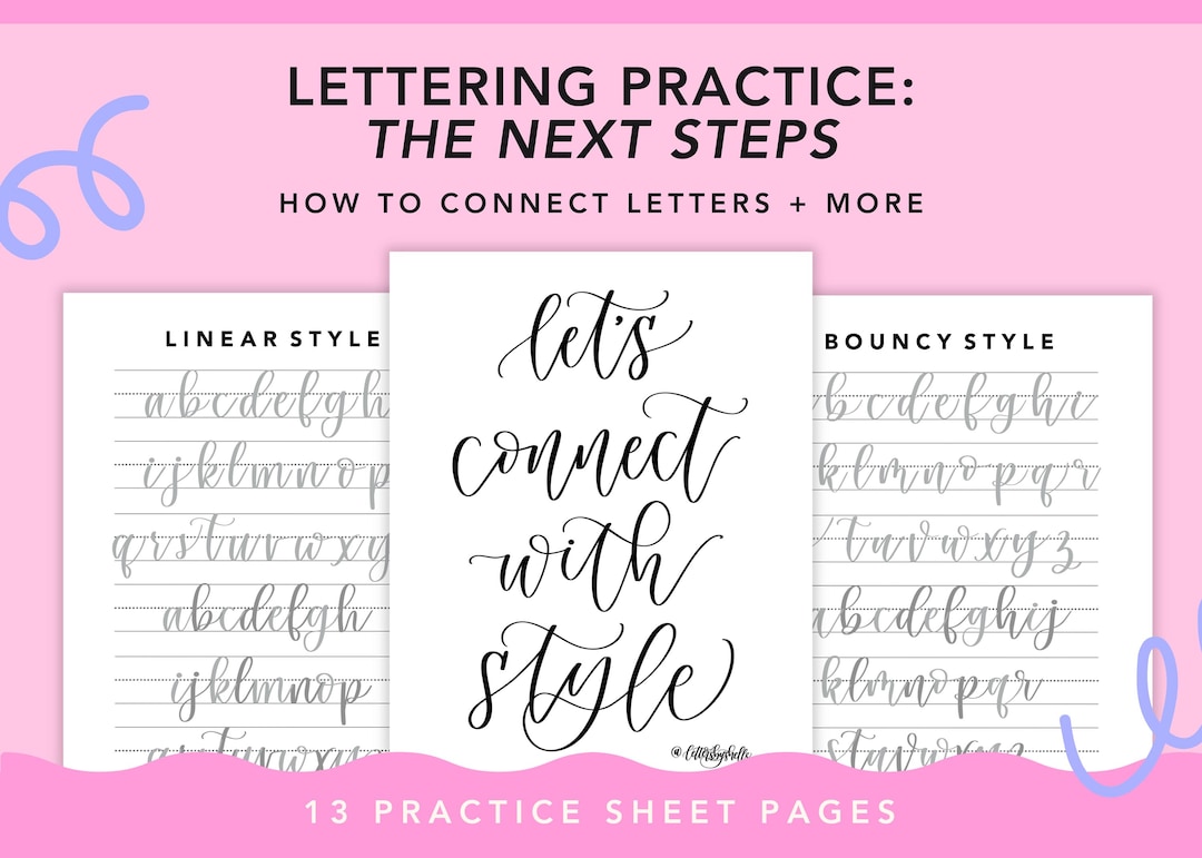 How to Connect Letters Practice Sheets, Beginner Calligraphy Worksheets ...