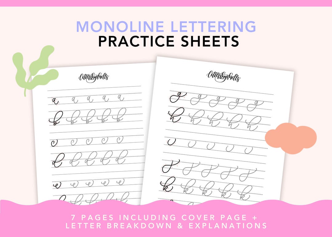 Monoline Letters, Beginner Calligraphy, Hand Lettering Practice ...