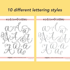 10 Different Lettering Styles, Printable Lettering Practice Worksheets ...