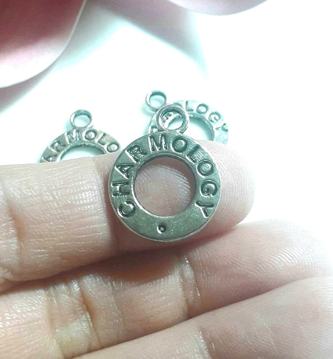 3 Pcs/set Alloy Antique Silver Tone Two-sides Round "charmology" Charms ...