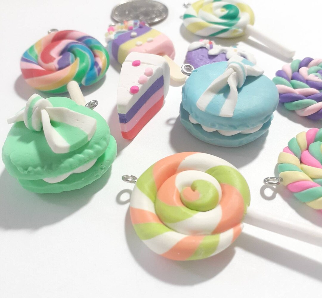 10 Pieces/set Mixed Cute Lollipops Clay Charms, Ice Cream Charms ...