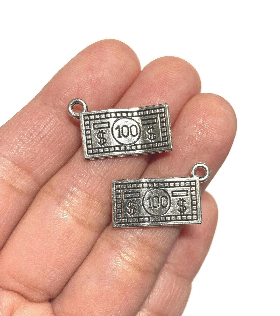5 Pcs/set Two Sides Small Dollar Bill Charms, Tibetan Silver Dollar ...