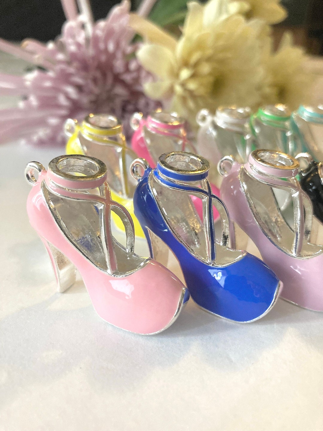 1 Alloy Enamel Silver Tone Base Big 3D High Heel Pendants, 32x37mm - Etsy
