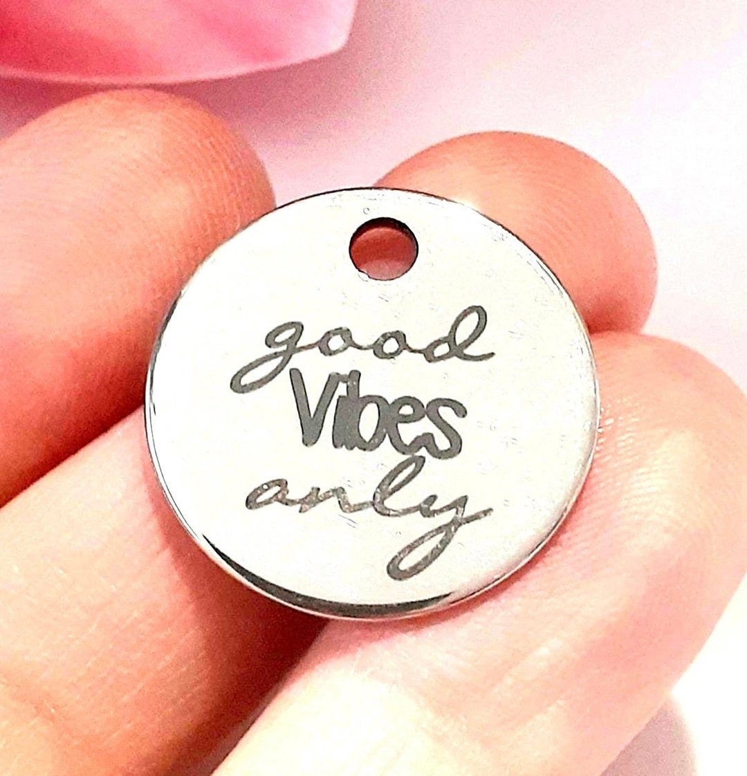 1 Piece Stainless Steel 'good Vibes Only' Stainless Steel Charms ...