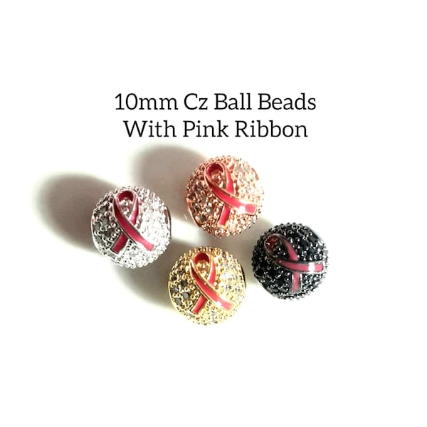 Pink Ribbon Beads - Etsy