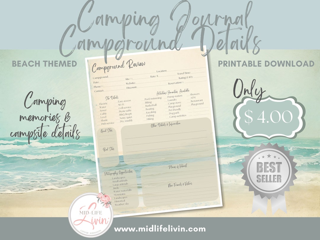 Camping Journal Campsite Details Log Camping Memories Printable RV ...