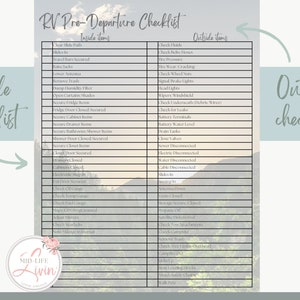 Rv/camper Pre-departure Checklist Outdoor Theme RV Camping Trip ...