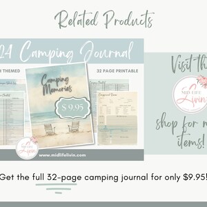 Camping Journal Campsite Details Log Camping Memories Printable RV ...
