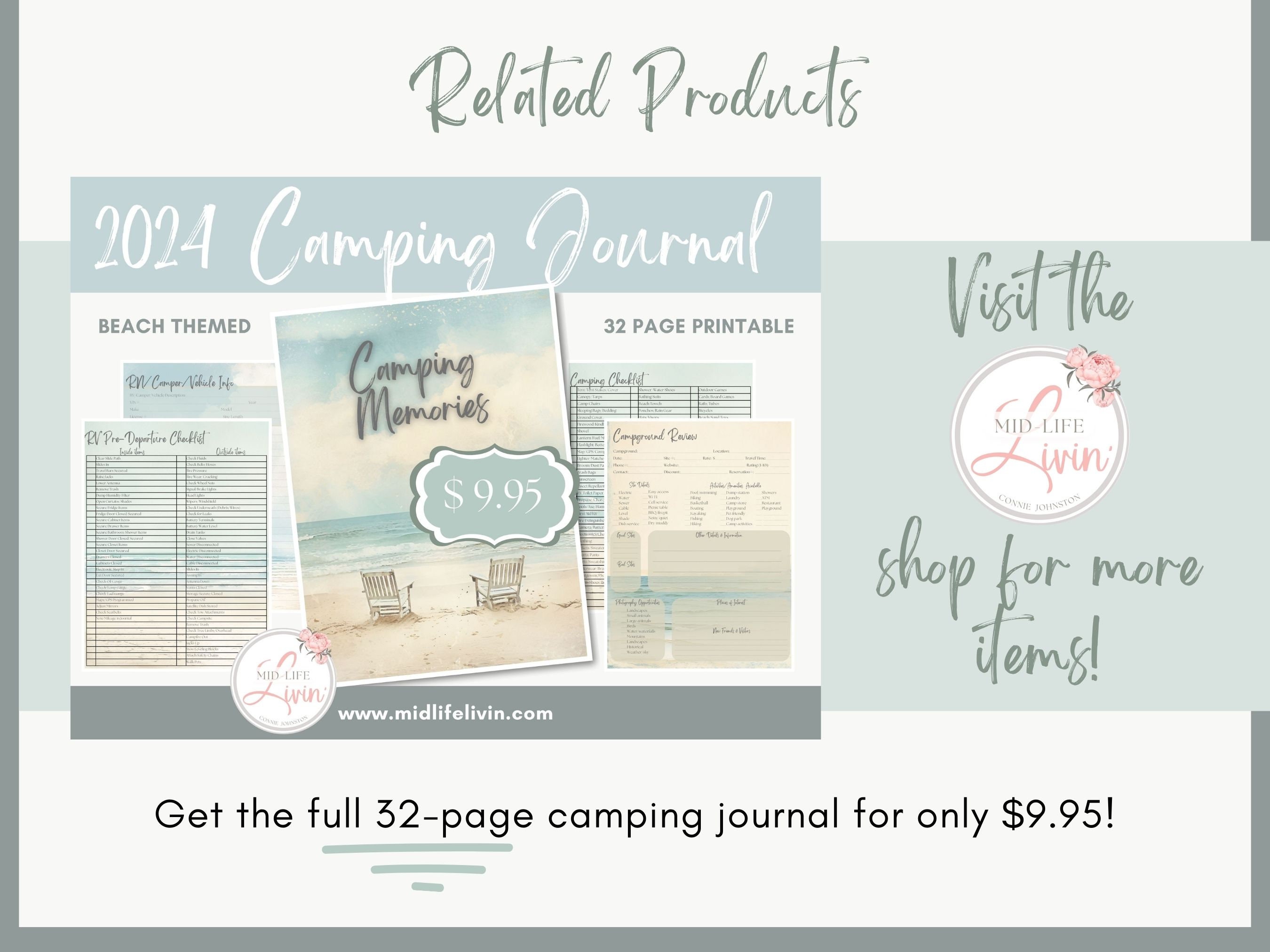 Camping Journal Campsite Details Log Camping Memories Printable RV ...