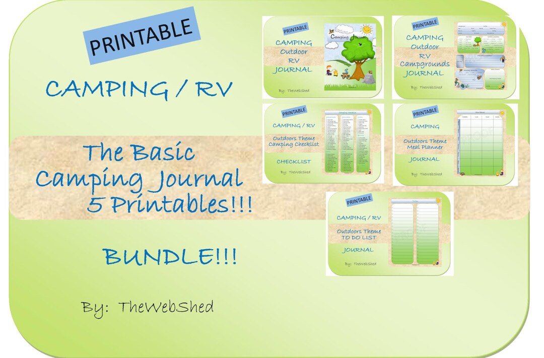 The Basic Camping Journal - Outdoor/camping Theme - Includes 5 ...