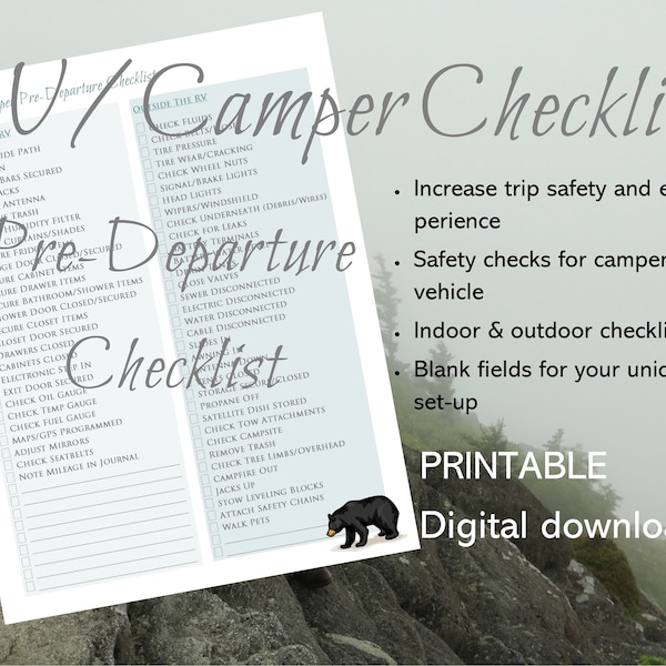 Rv Camper Setup Checklist - Etsy