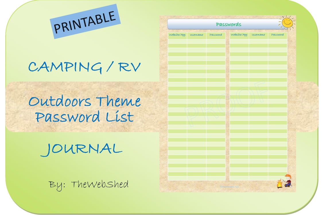 Camping Journal Printable Camping Memories Journal Camping Log Campsite ...