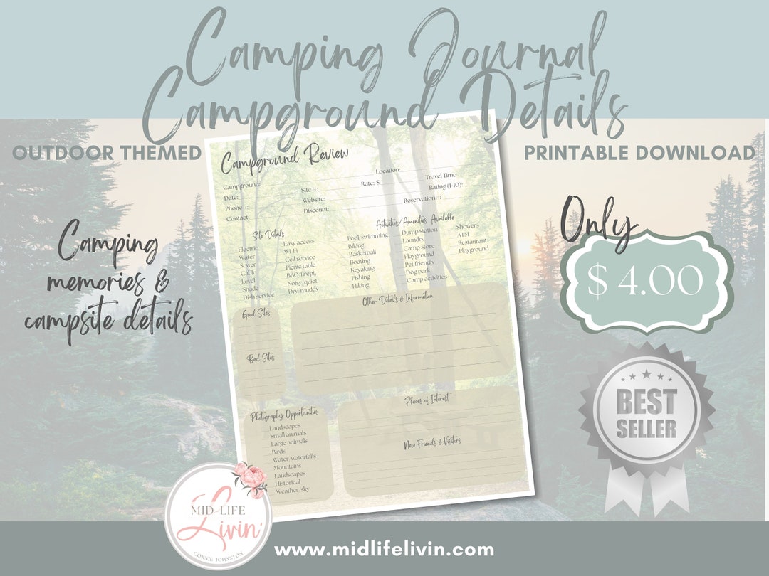 Camping Journal Campsite Details Log Camping Memories Printable RV ...
