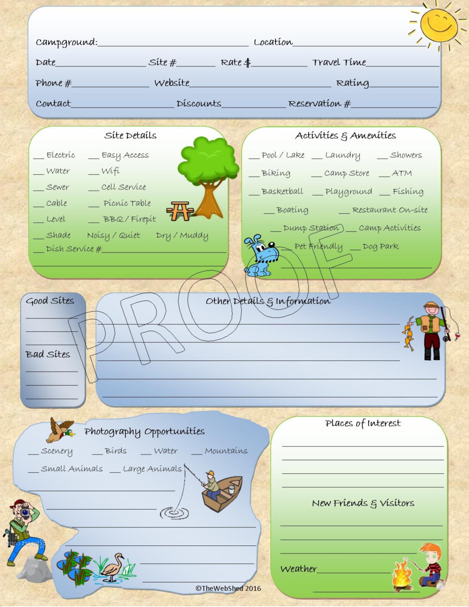 Campground Review / Camping Journal Worksheet Printable. for the Full ...