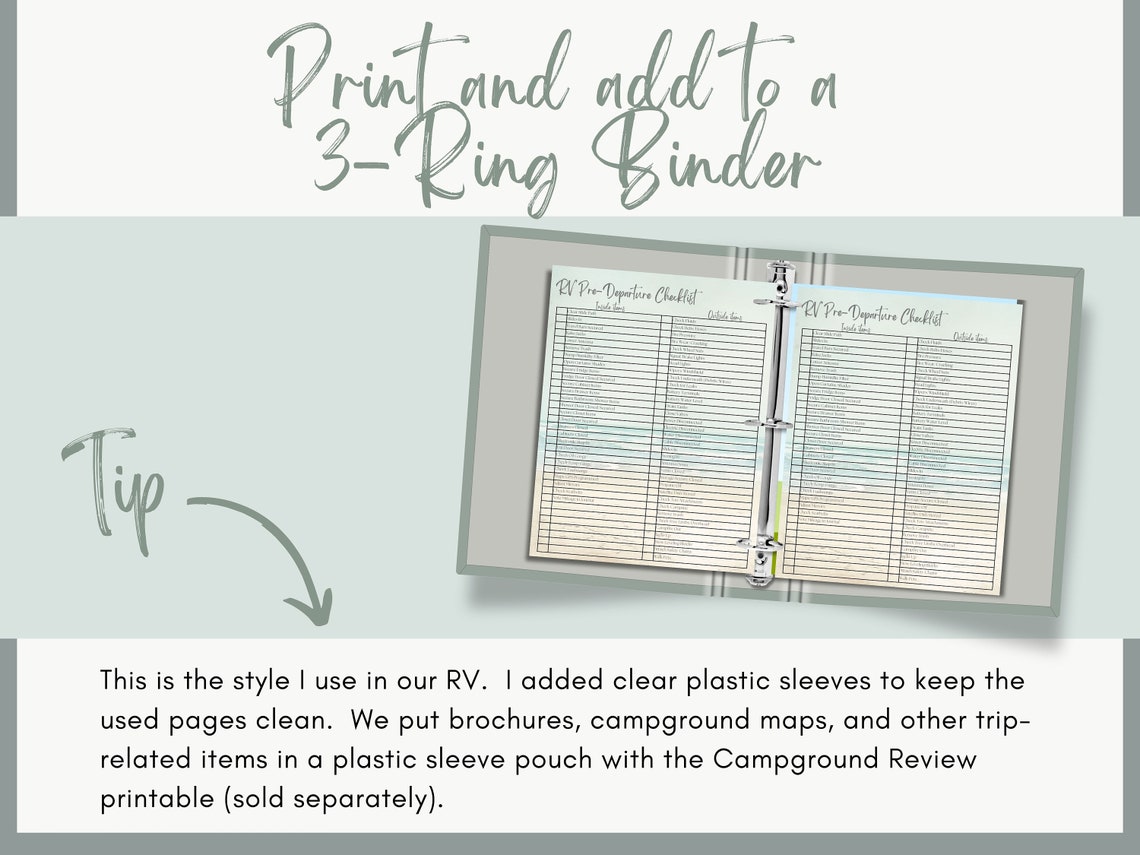 Rv/camper Pre-departure Checklist Beach Theme RV Camping Trip Checklist ...