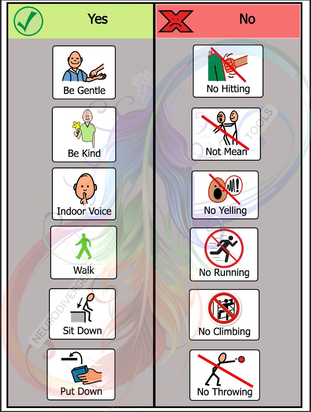 Yes/no Behaviour Chart - Etsy