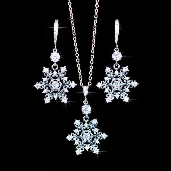 Snowflake Necklace and Earrings - Etsy