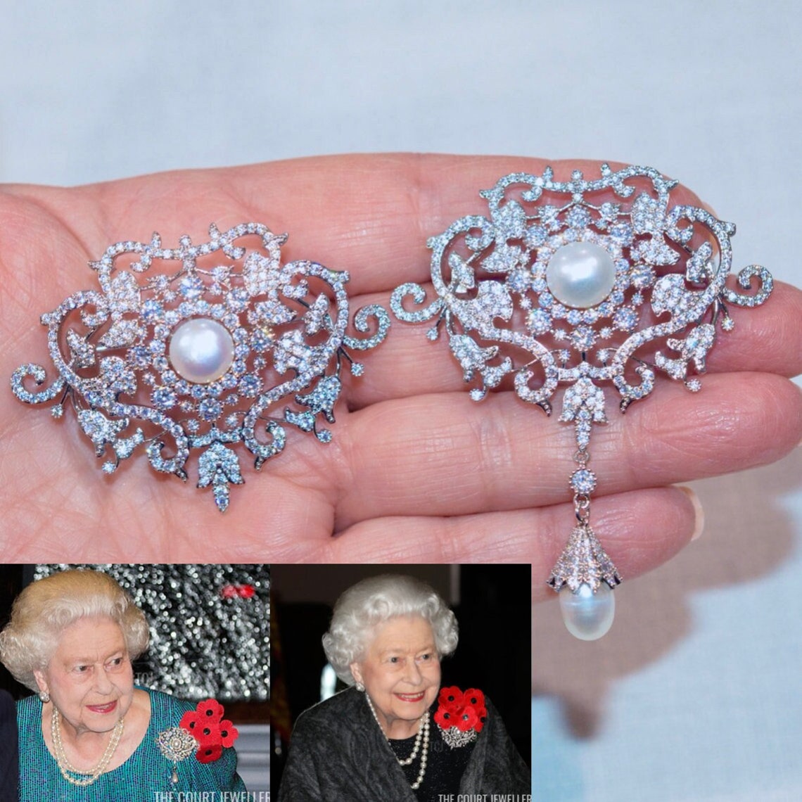Royalty Replica Queen Elizabeth II the Richmond Brooch, Cubic Zirconia ...