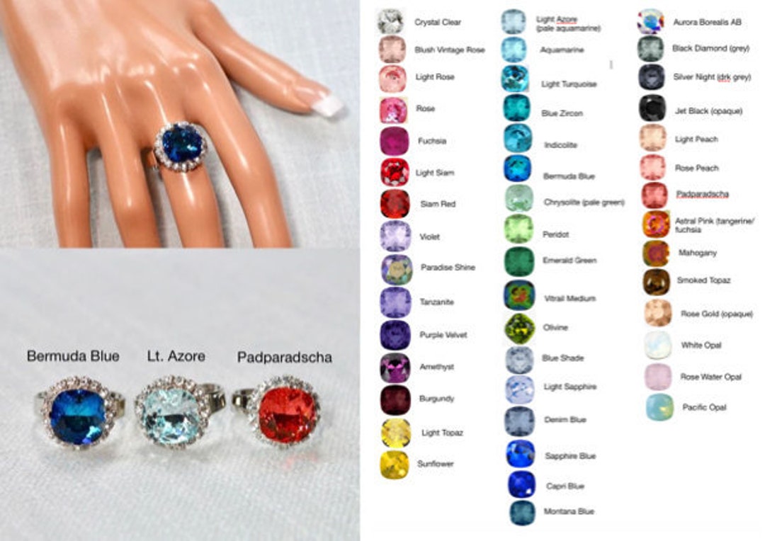 Choose Your Colour -- Swarovski Square Cushion Cut Crystal Color ...