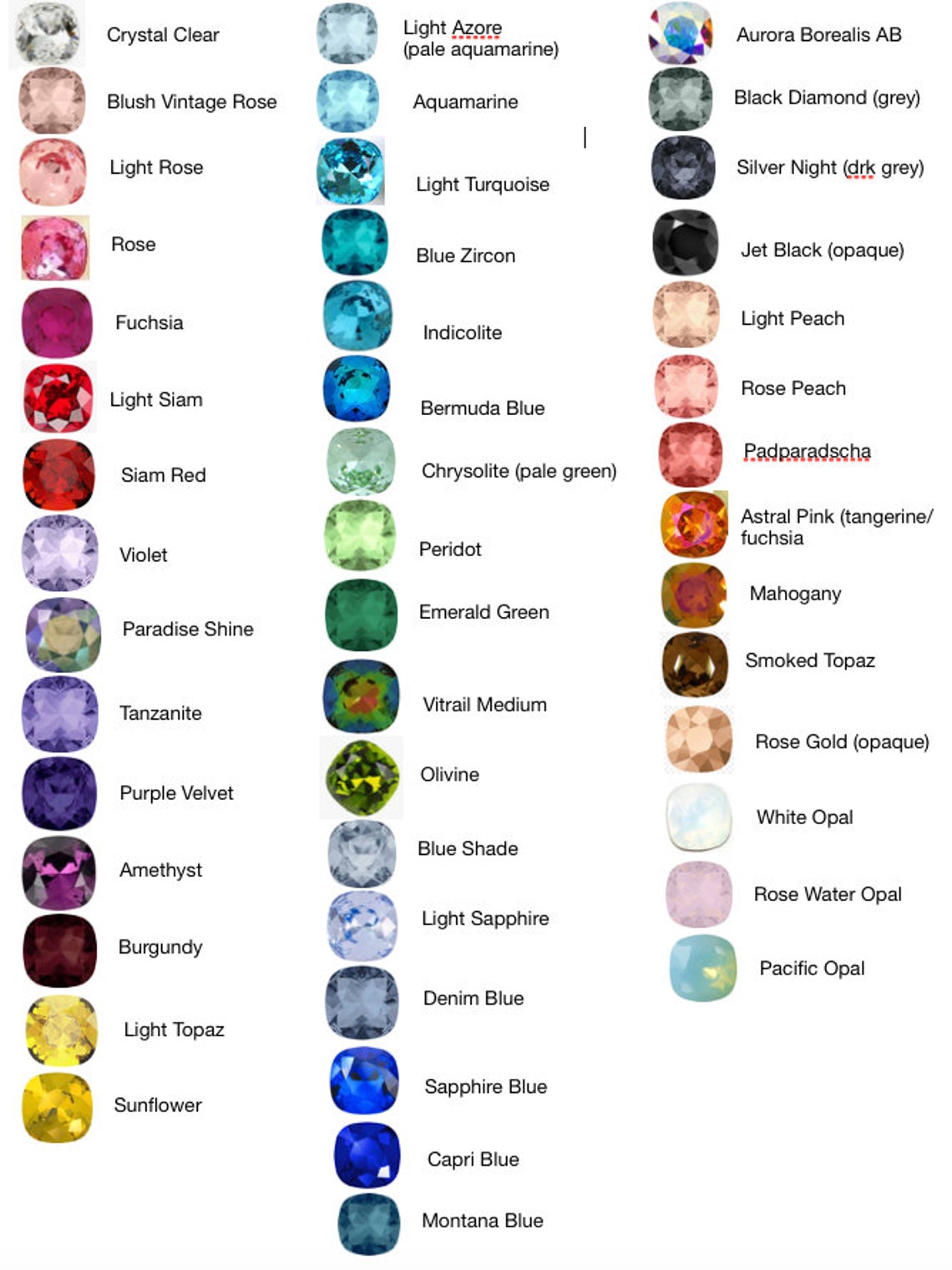 Choose Your Colourhandmade Swarovski Crystal Square Cut - Etsy Canada