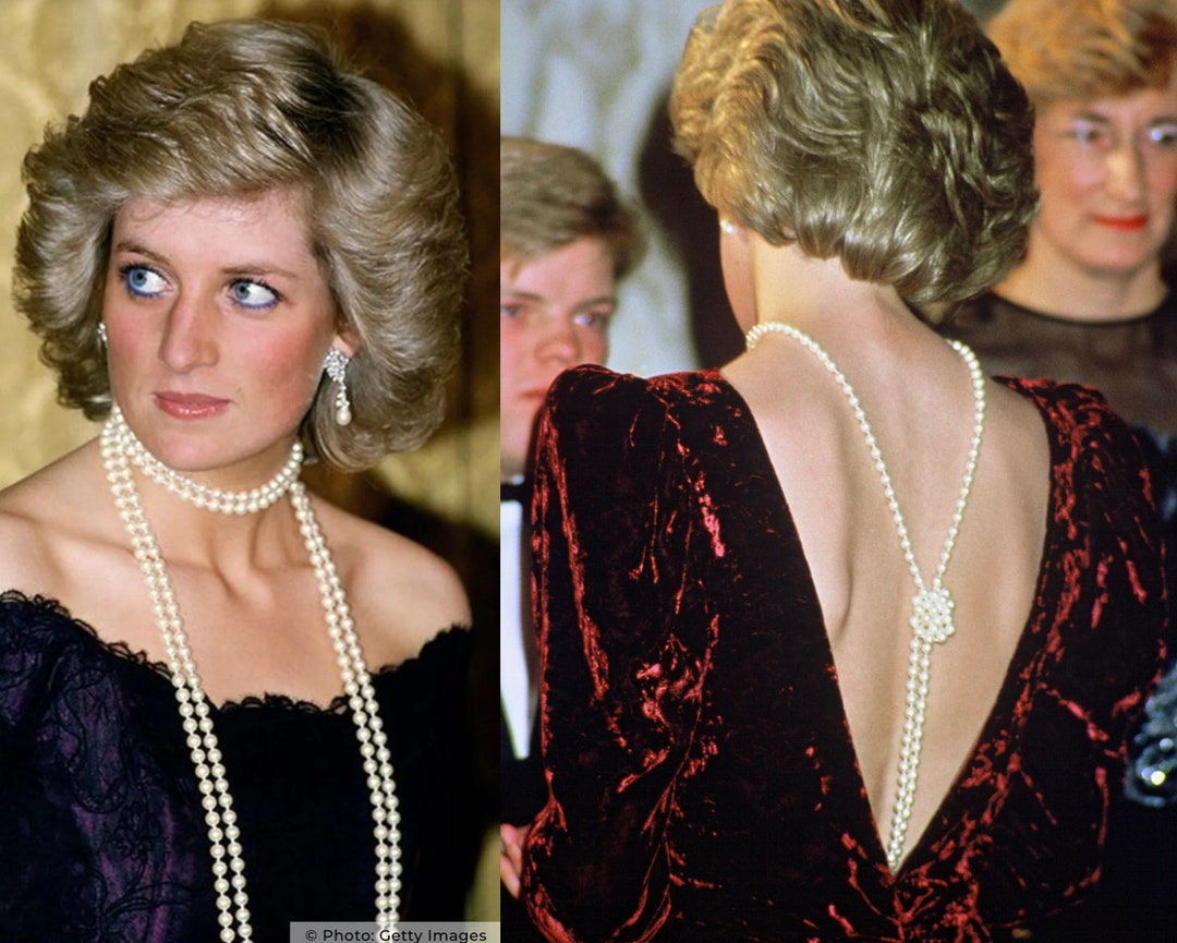 Princess Diana Replica Long 114" Pearl Necklace, Vintage 8mm White ...