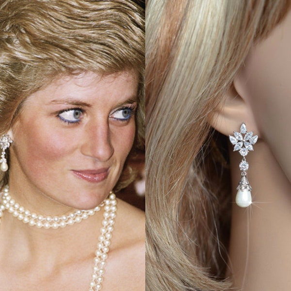 Princess Diana Replica Pearl Drop Earrings - Etsy