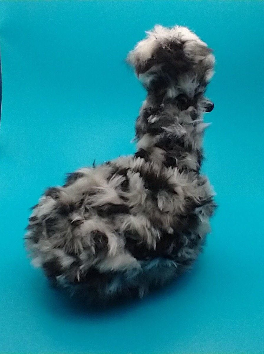 Silkie Chicken Frizzle Splash Bantam Hen, Soft Fuzzy Plush Rooster ...
