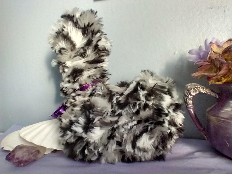 Silkie Chicken Frizzle Splash Bantam Hen, Soft Fuzzy Plush Rooster ...