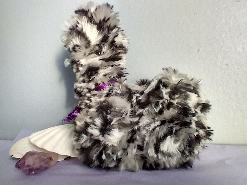 Silkie Chicken Frizzle Splash Bantam Hen, Soft Fuzzy Plush Rooster ...