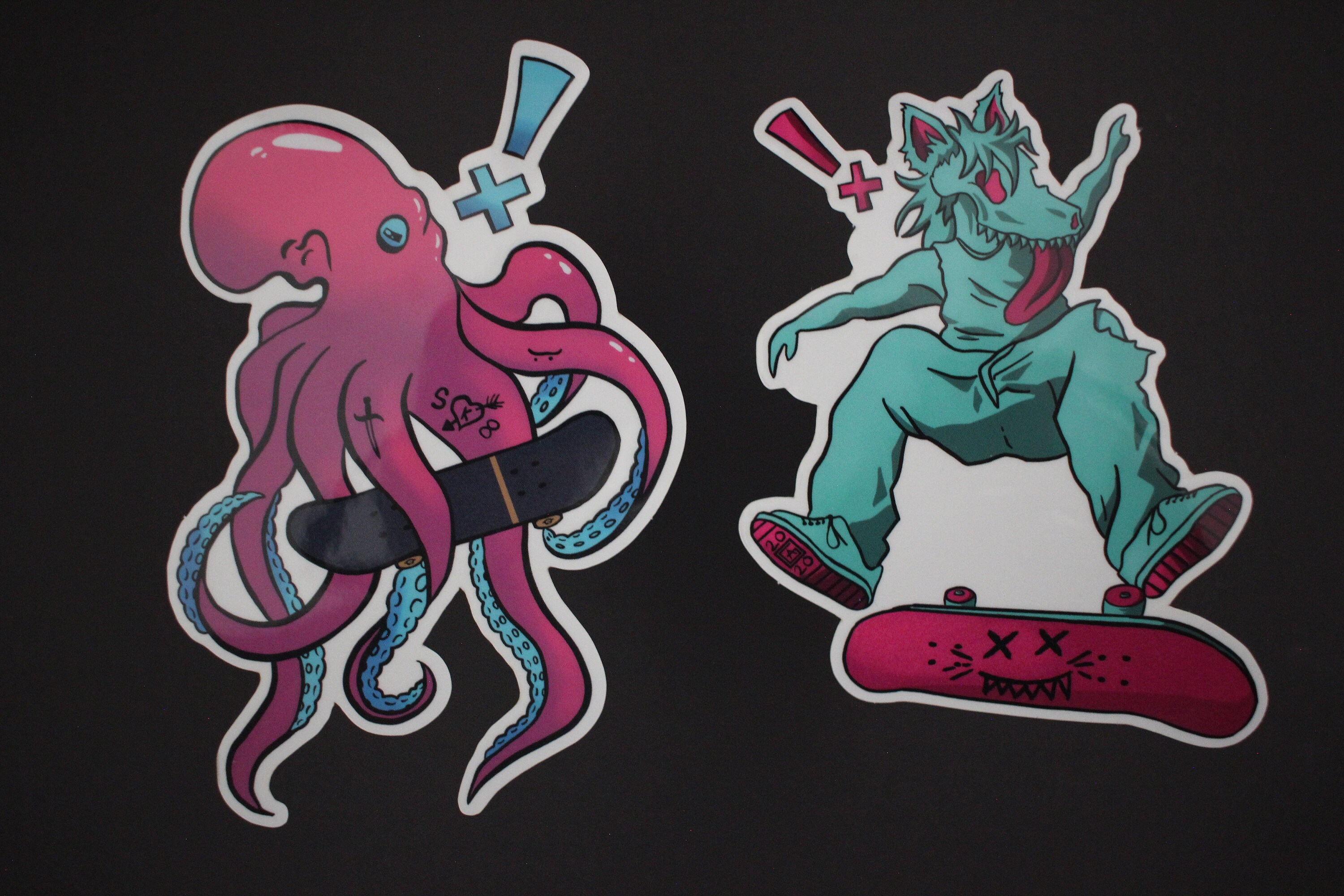 2-set Skate Crew Clear Vinyl Decal Stickers - Octoflip and Howler - Etsy