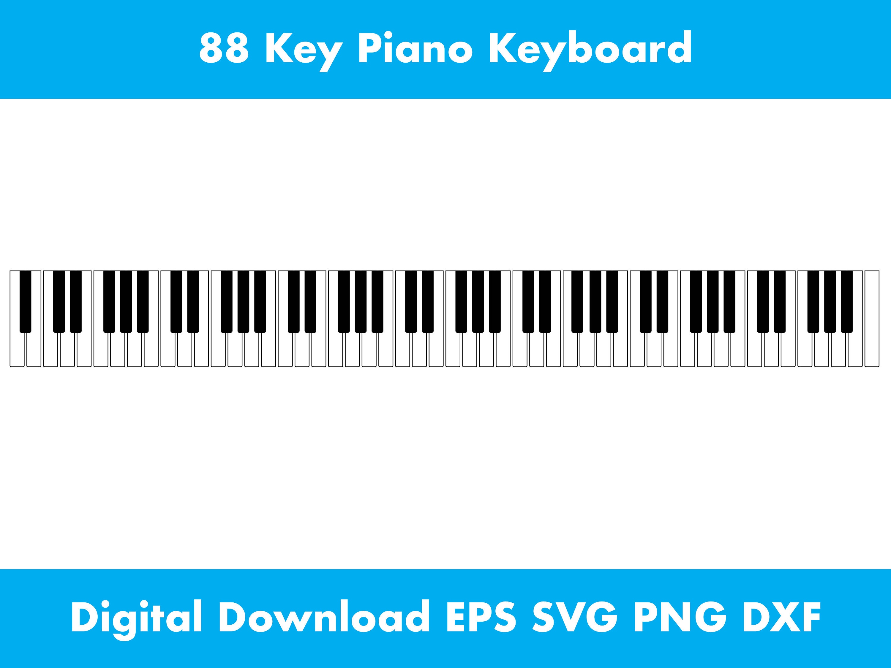 88 Key Piano Keyboard. Instant Digital Download. SVG, EPS, PNG, Dxf ...