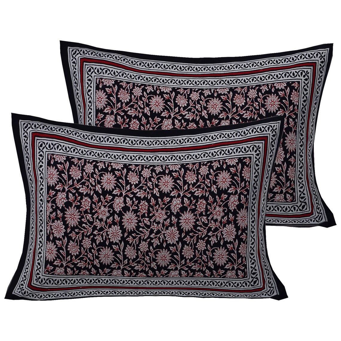 Cotton Floral Printed Bordered Bed Sheet Bed Cover With Two Pillow ...