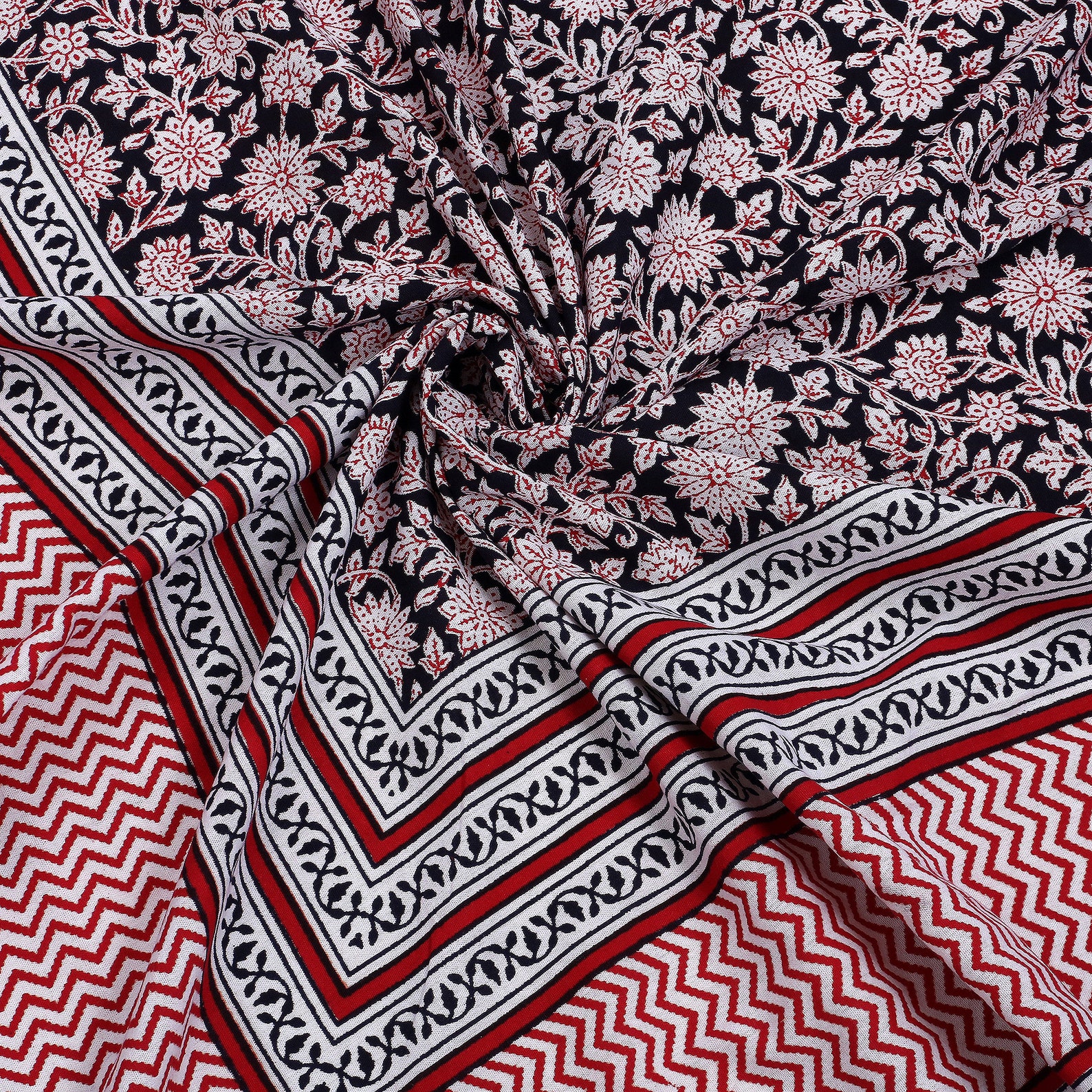 Cotton Floral Printed Bordered Bed Sheet Bed Cover With Two Pillow ...