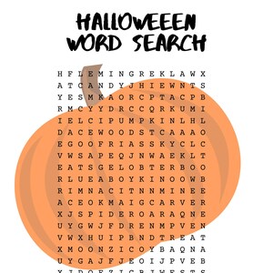 Halloween Word Search - Etsy