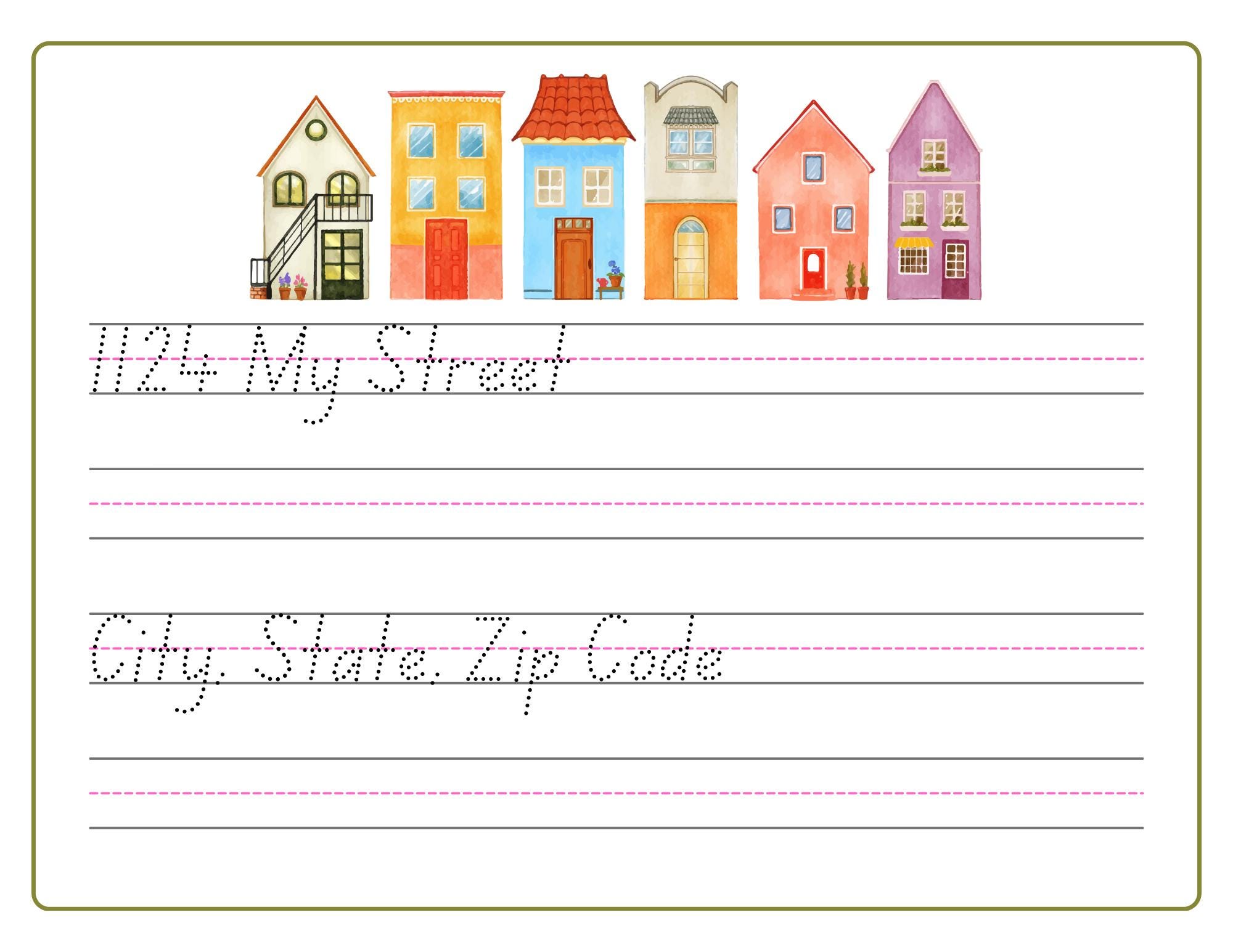 Handwriting Practice, Address and Phone Number Practice - Etsy