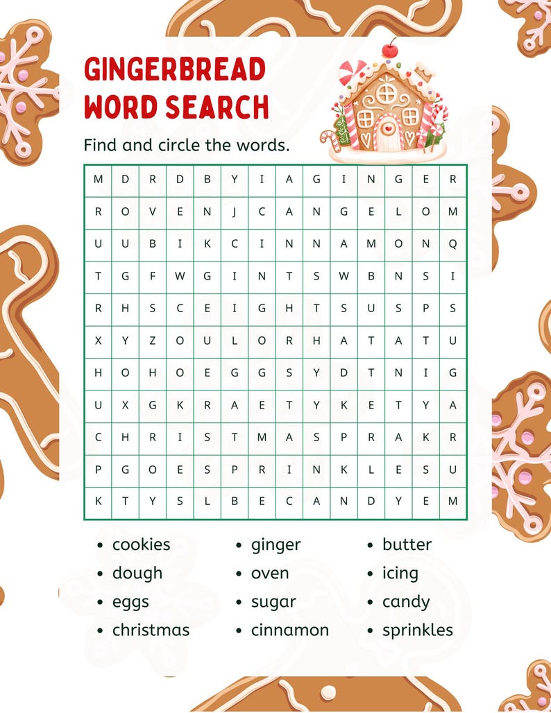 CHRISTMAS WORD SEARCH, Party Games, Christmas Party, Gingerbread Man ...