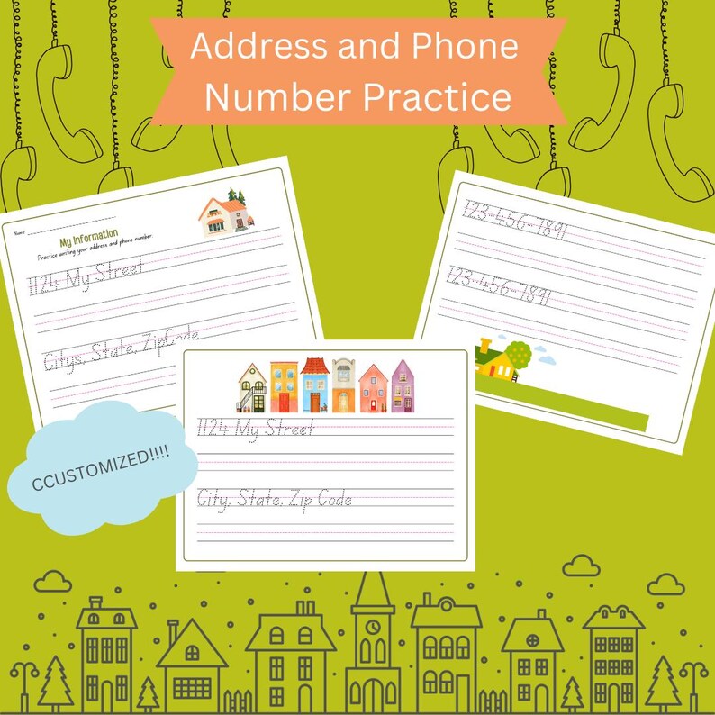 Handwriting Practice, Address and Phone Number Practice - Etsy