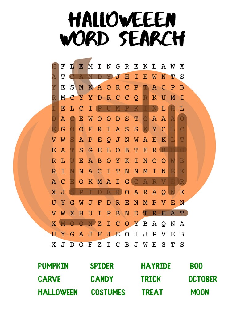 Halloween Word Search - Etsy