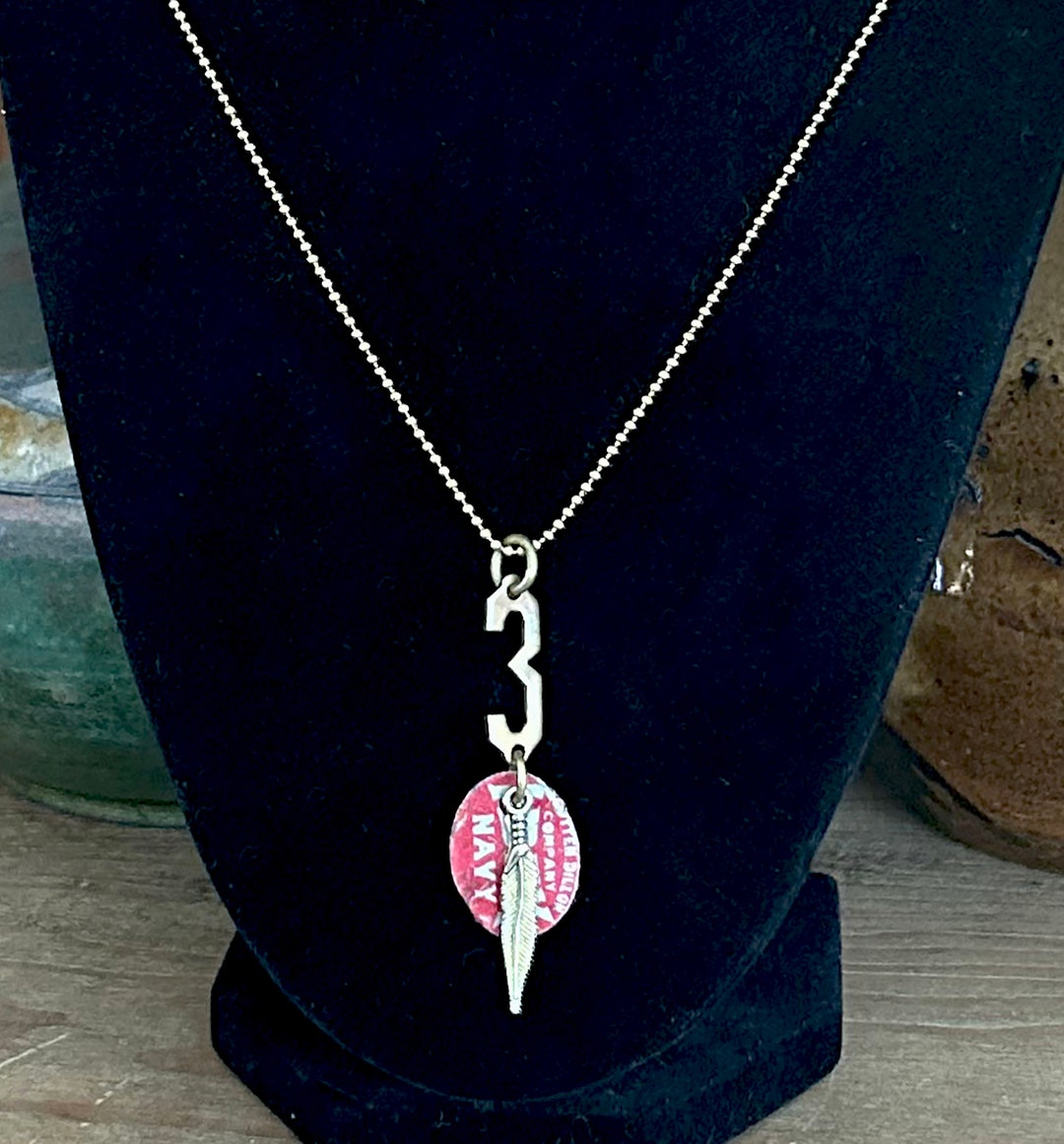 Vintage Number 3 With Feather and Antique Tin Tag - Etsy