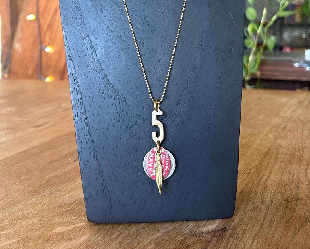 Vintage Number 5 With Feather and Antique Tin Tag - Etsy