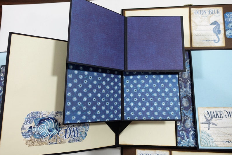 Ocean Themed Mini Album, DIY Scrapbook Tutorial, Photo Book Pattern ...