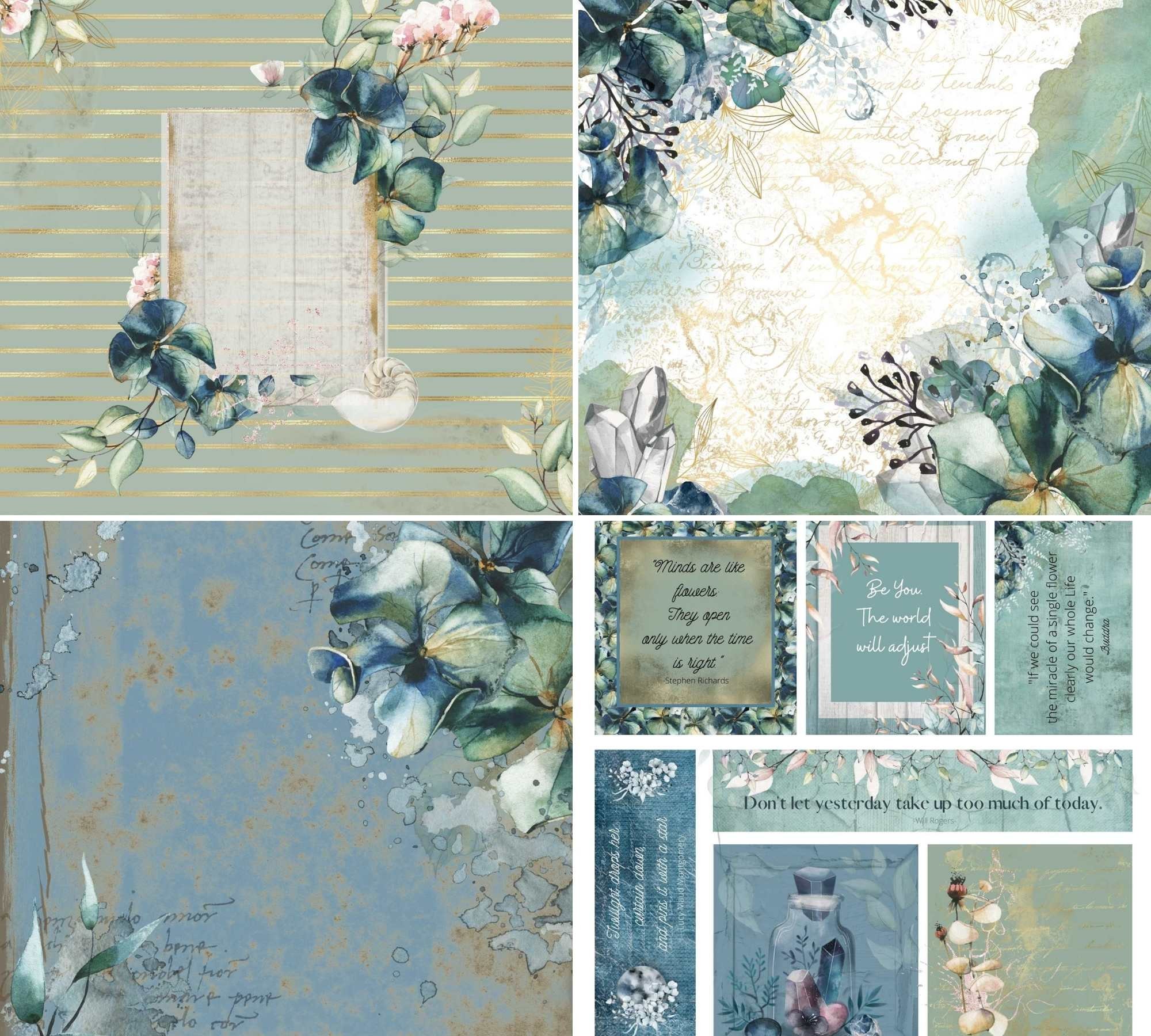Printable Crafting Kit, Digital Download Scrapbook Paper - Mystical ...