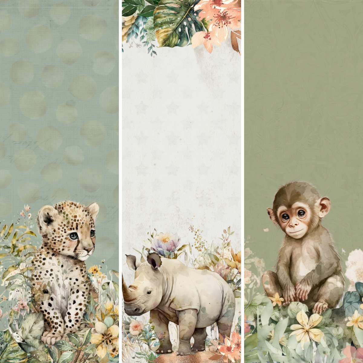 Printable Background Papers, Digital Scrapbook Collection, Jungle ...