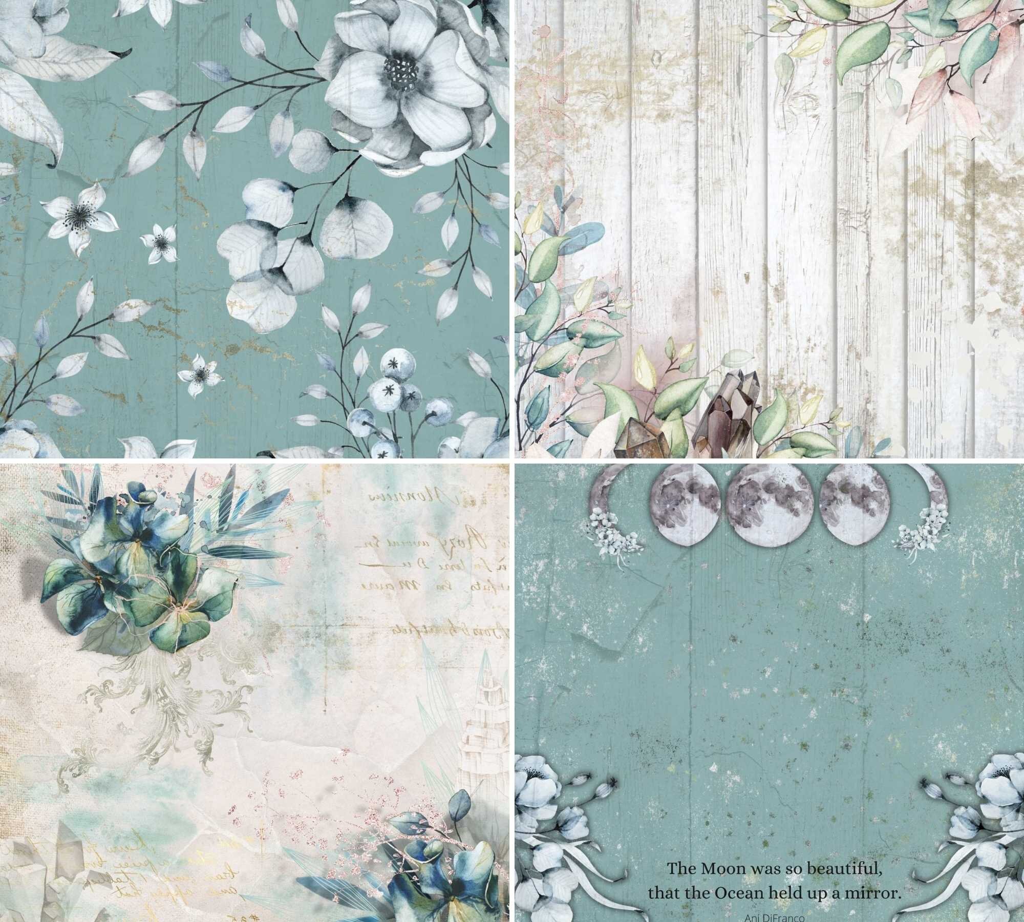 Printable Crafting Kit, Digital Download Scrapbook Paper - Mystical ...
