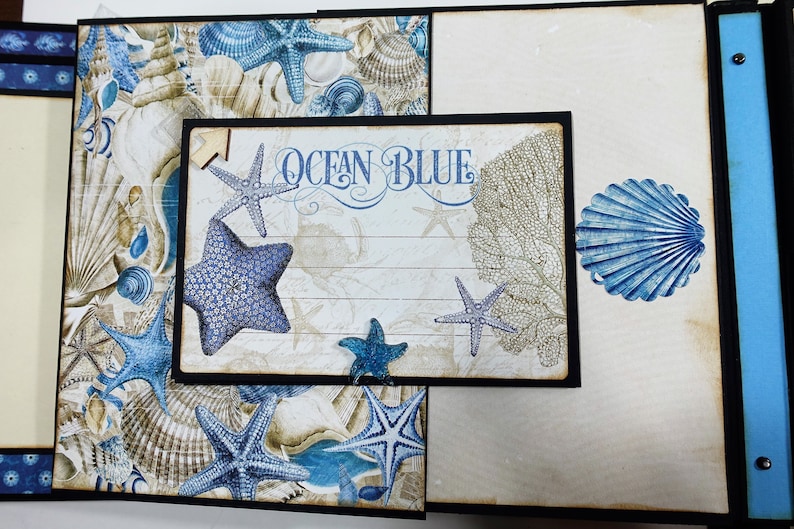Ocean Themed Mini Album, DIY Scrapbook Tutorial, Photo Book Pattern ...