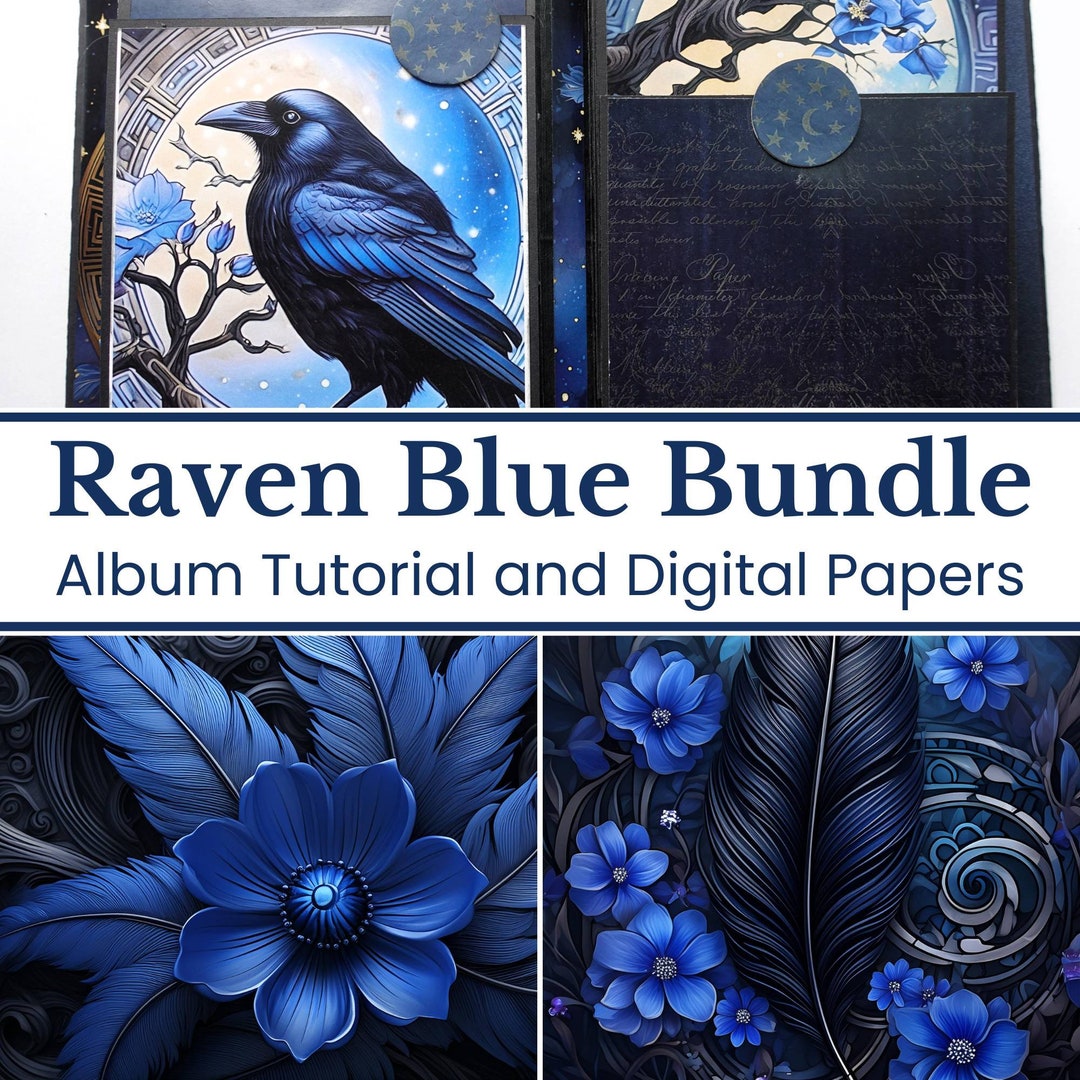 Raven Blue Bundle, Scrapbook Album Tutorial + Paper Collection, Bundle ...