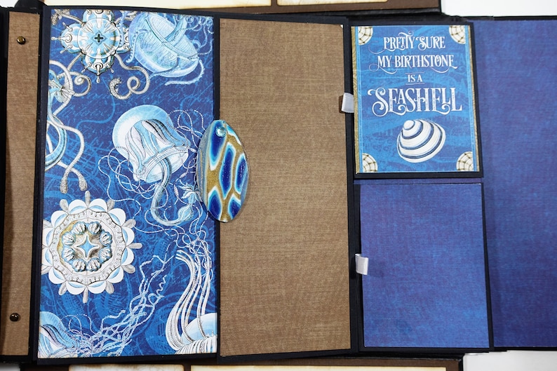 Ocean Themed Mini Album, DIY Scrapbook Tutorial, Photo Book Pattern ...