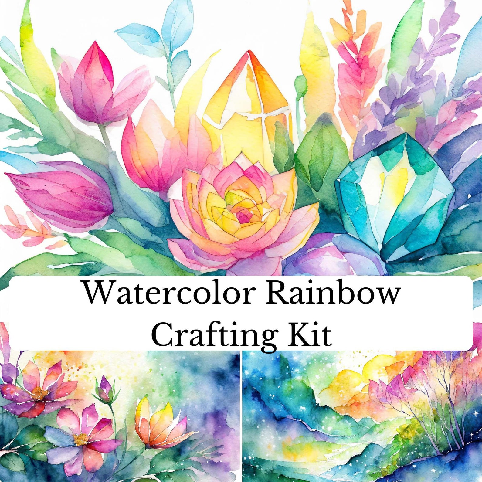 Watercolor Rainbow Bundle - Video Tutorial, PDF Cutting Guide and Huge ...