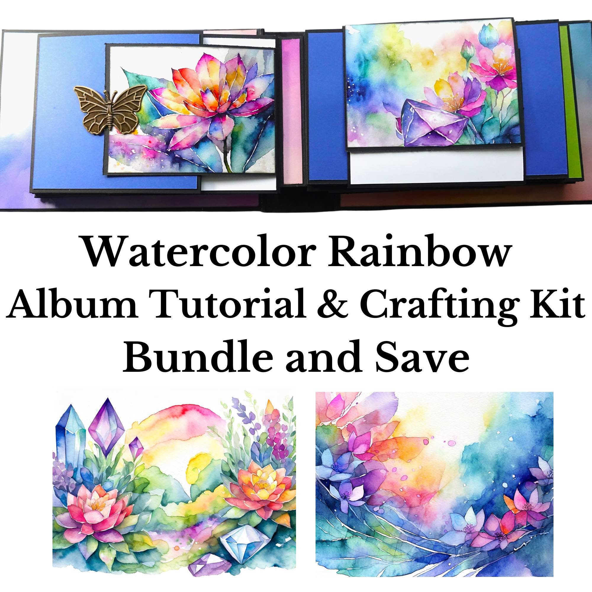 Watercolor Rainbow Bundle - Video Tutorial, PDF Cutting Guide and Huge ...